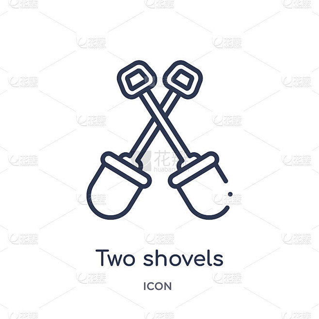 Linear two shovels icon from Construction outline