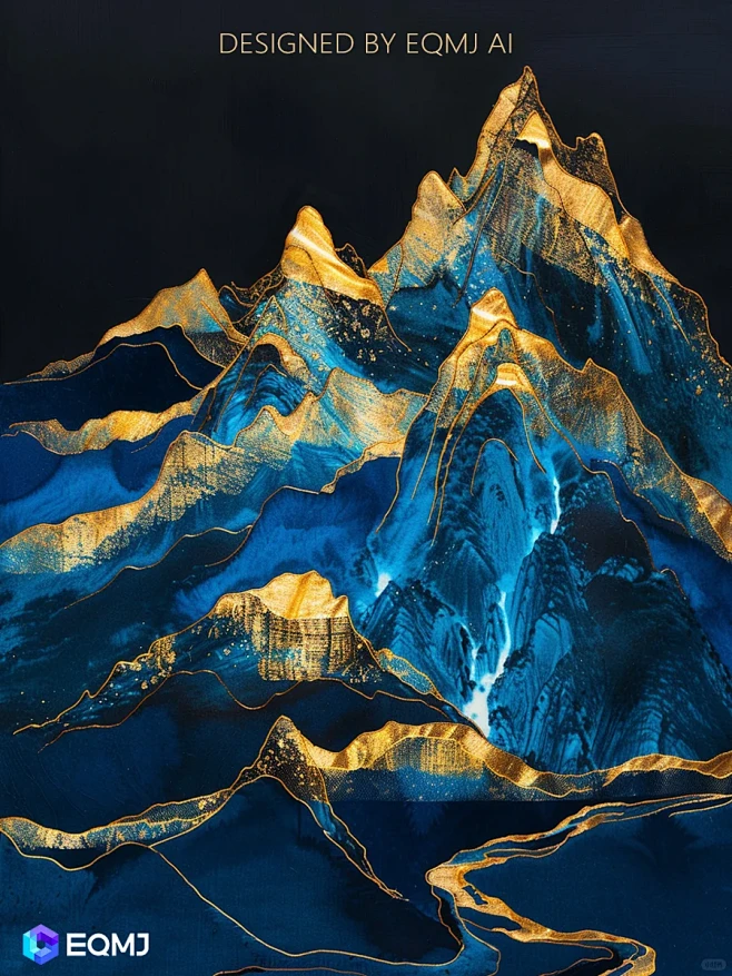 大美国风丨EQMJ AI绘制发光鎏金写意山水画 - 小红书-花瓣网