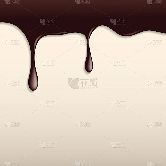 Melted Dark Chocolate Dripping on Light Background素材-花瓣网