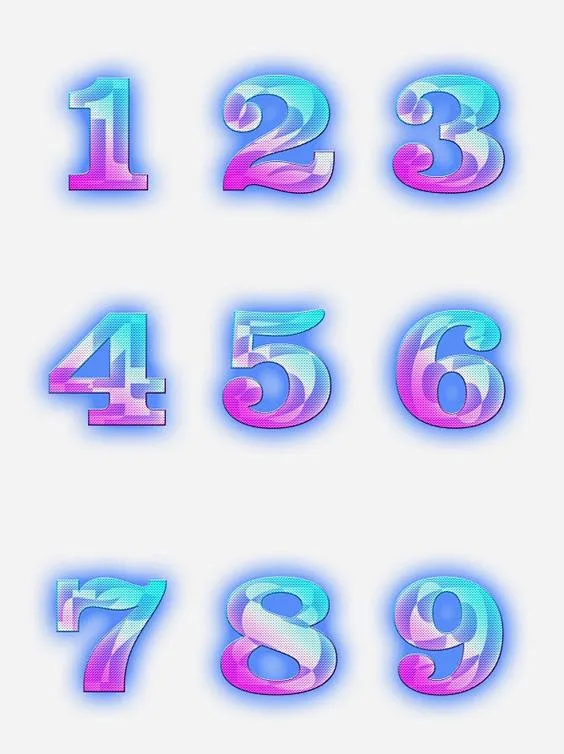 number,1,9,2 5d digital blue purple gradient material,5d,digital,blue ...