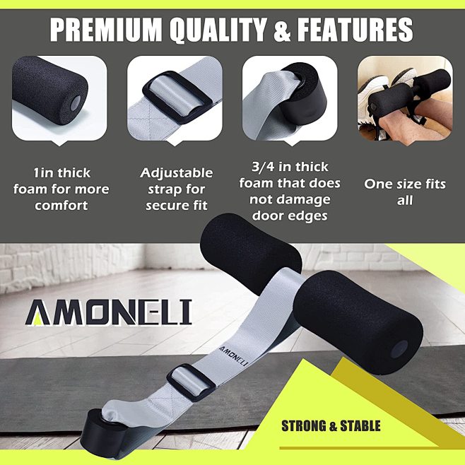 Amazon.com: AMONELI Nordic Hamstring Curl Strap- Thick and Sturdy ...