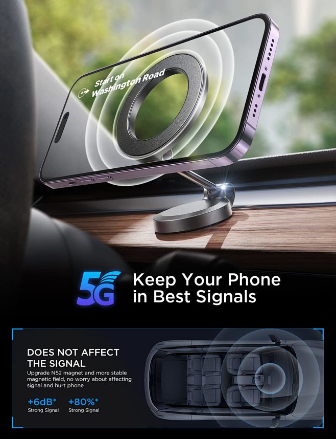 Amazon.com: LISEN for MagSafe Car Mount, [20 Strong Magnets] Magnetic Phone Holder for Car ...