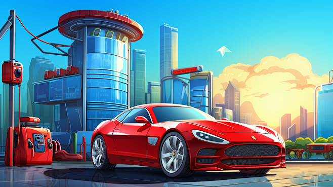 gongxifacai__red_car_auto_repair_shops_scene_auto_parts_intensi ...