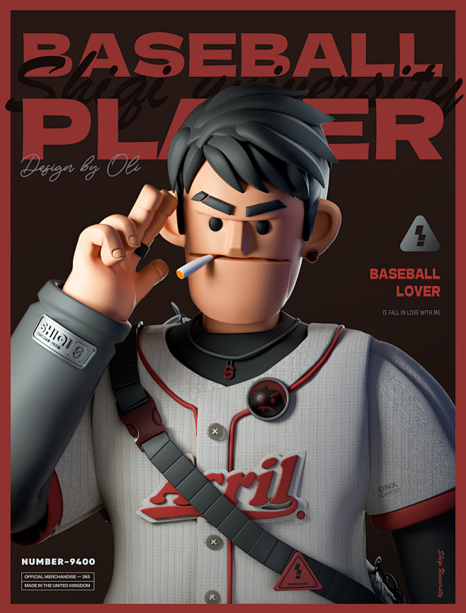 C4D人物IP 建模 IP设计 C4D场景 棒球服