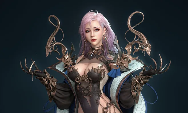 【依古奈斯学员作品】精致还原韩风原画，细节到每一缕花边-原创3D角色/装备-微元素 - Element3ds.com!-花瓣网