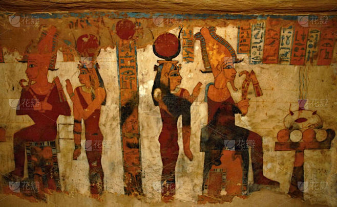 泥墙画,坟墓,哈西帕苏神殿,底比斯,埃及卢克索,法老,古代文明,艺术,水平画幅,职权