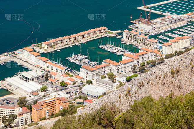 直布罗陀,码头周围,游艇码头,水平画幅,无人,海港,蓝色,欧洲,房地产,船