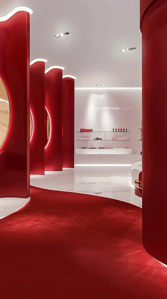 liusha_Cosmetics_mall_red_velvet_floor_red_and_white_walls_f82349b7 ...