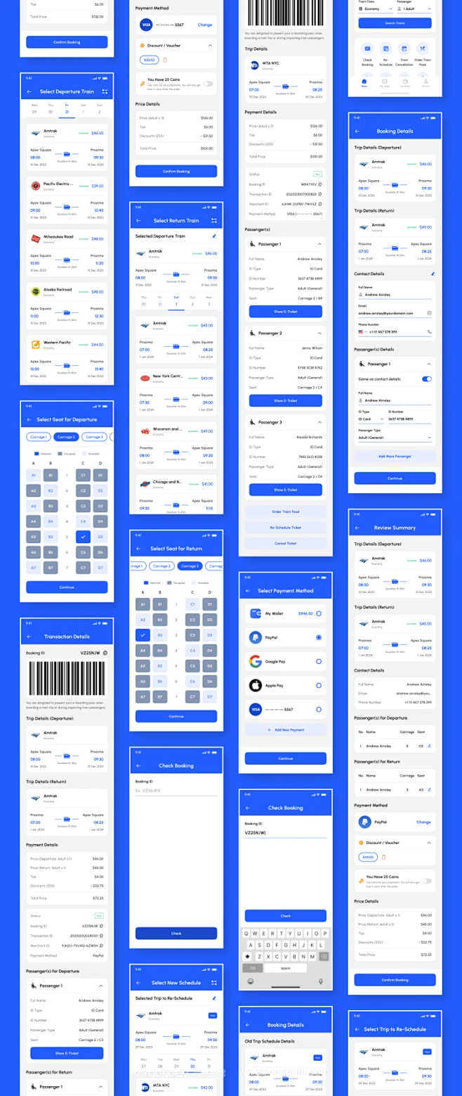 Railify - Train Booking App UI Kit下载_颜格视觉-花瓣网