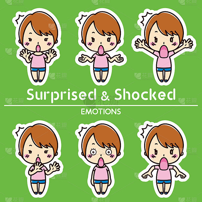 Woman emotion set . Surprised and Shocked illustra
