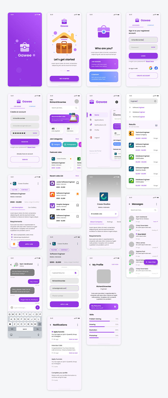 app uiUI界面UI设计人力资源招聘招聘APP界面设计