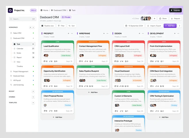 Project Inc. - Project Management Dasboard ，任务计划，task-花瓣网