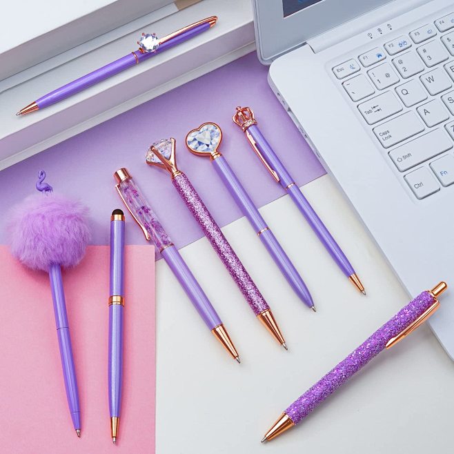Amazon.com : WEMATE 8Pcs Ballpoint Pens Set Purple Pens Set Purple ...