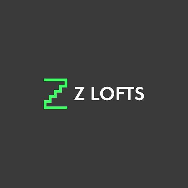 Z Lofts Logo Design Letter Z + Stairs + Two floors Logo icon.(F3C87)