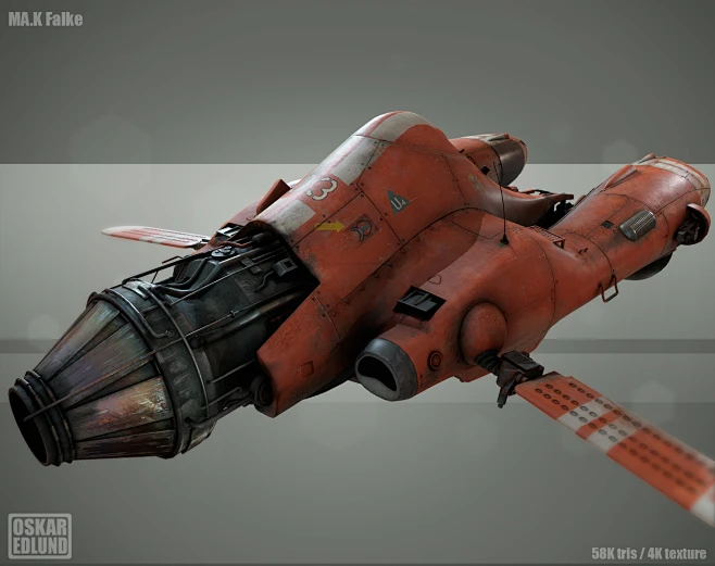 Maschinen krieger Falke, Oskar Edlund : 4K texture. 58K tris. lowpoly ...