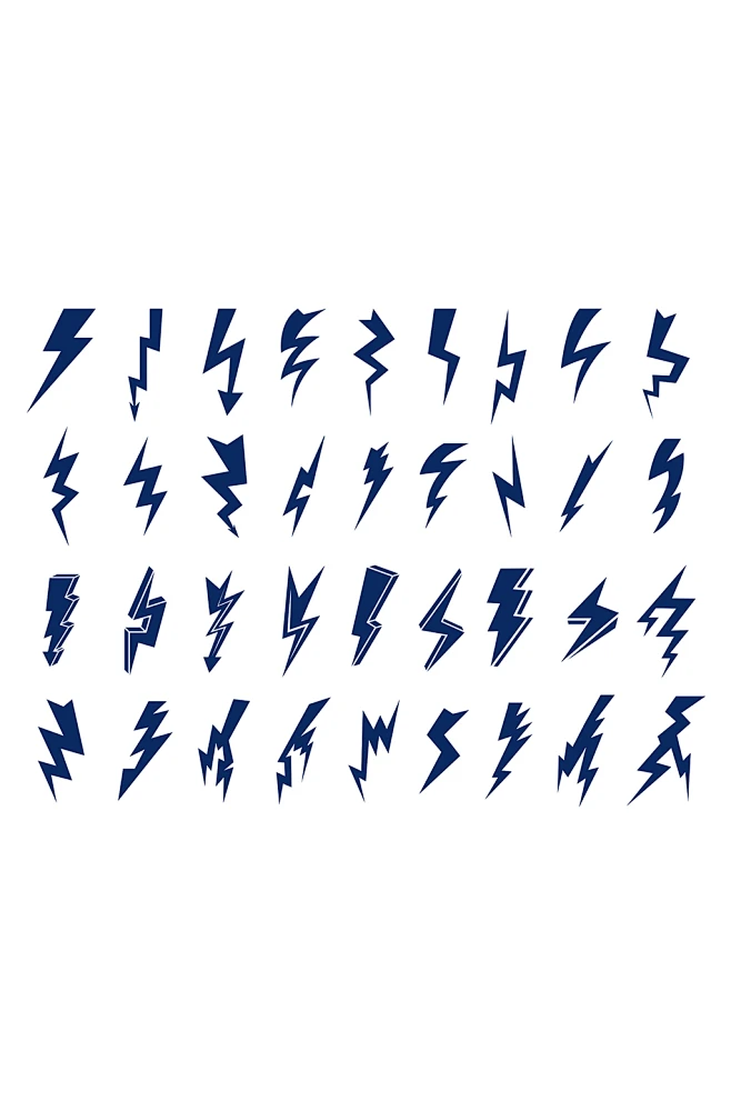 手绘闪电矢量元素-花瓣网