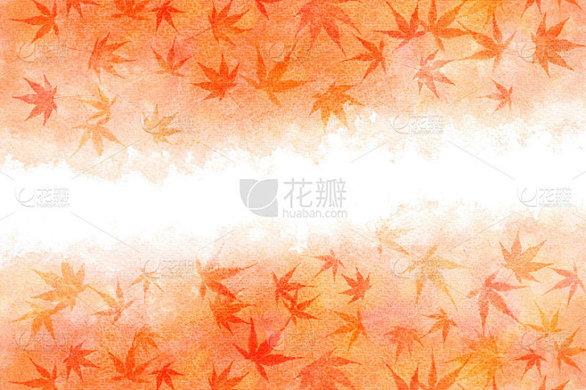 日本秋季枫叶抽象上的红色水彩画背景