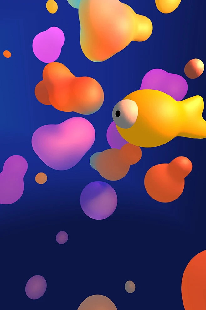 ArtStation - Colorful metaball sea with fish, Alla Avramenko-花瓣网