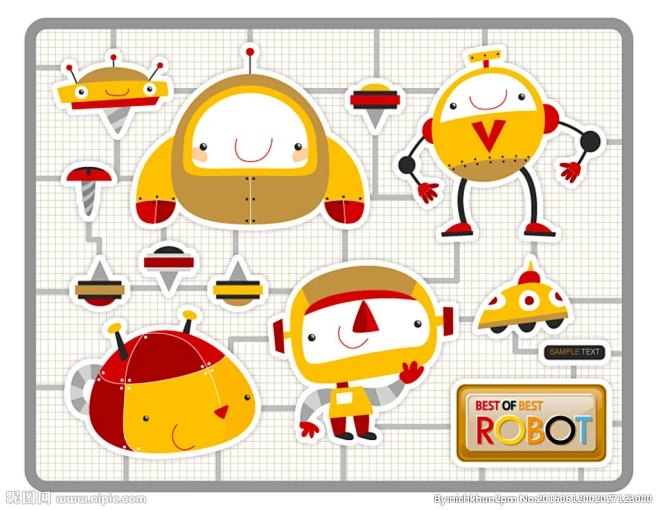 可爱机器人 韩国插画-花瓣网