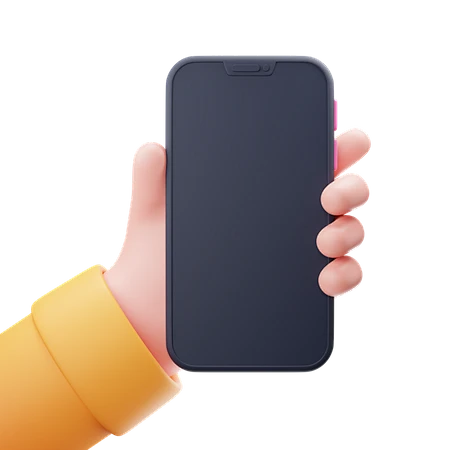 Holding Mobile in hand 3D Illustration-花瓣网