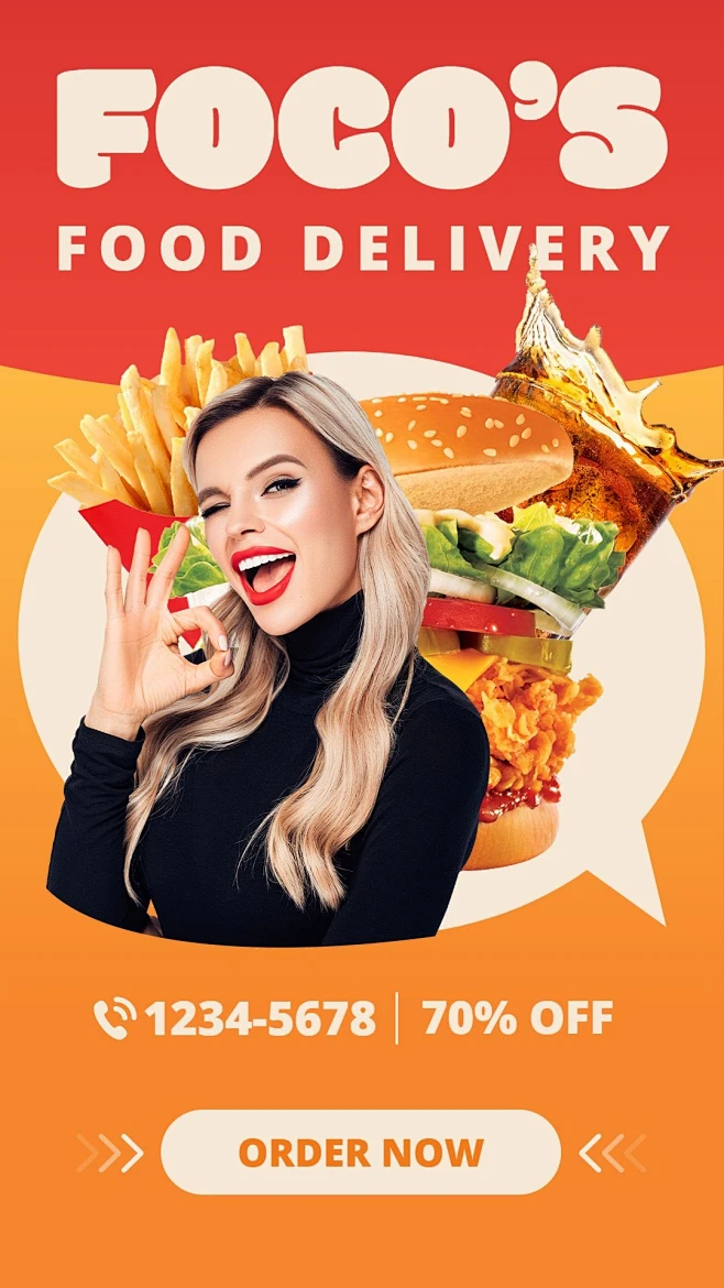 Burger Fries Fast Food Delivery Discount Promo Creative Campaign ...
