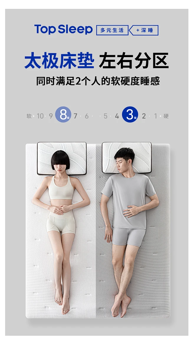 TopSleep太极床垫独立弹簧静音记忆棉护脊席梦思软硬分区定制送礼-tmall.com天猫-花瓣网