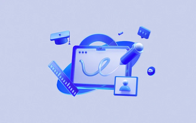 3D Icon design blue graphic design c4d cinema4d Web Design UI/UX video-花瓣网