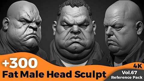 +300 Fat Male Head Sculpt Reference(4k)-花瓣网