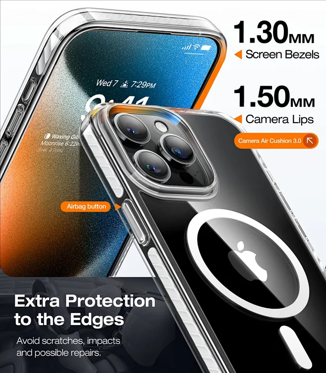 Amazon.com: TORRAS Magnetic Shockproof for iPhone 15 Pro Max Case Clear,[Compatible with MagSafe ...