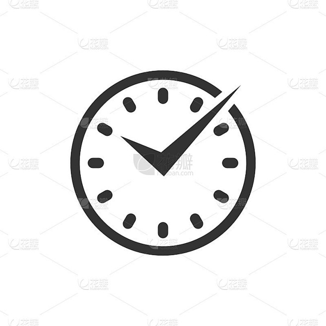 Real time icon in flat style. Clock vector illustr