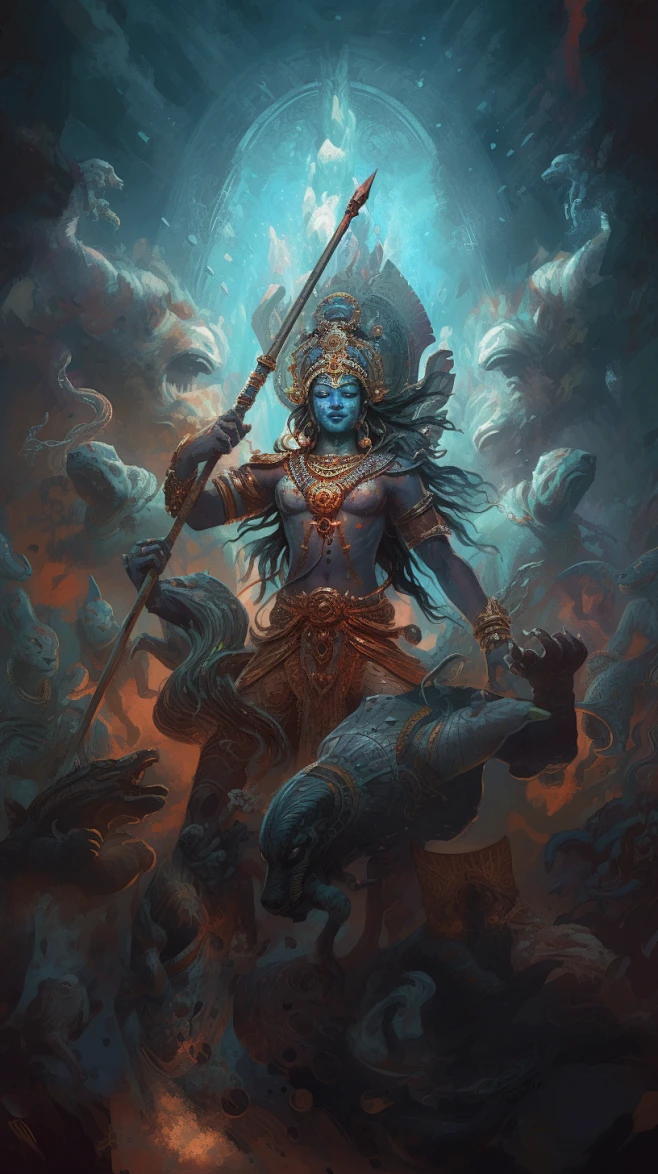 RSMJ56_Huge_celestial_Lord_krishna_vishvaroop_6_hands_with_diff ...