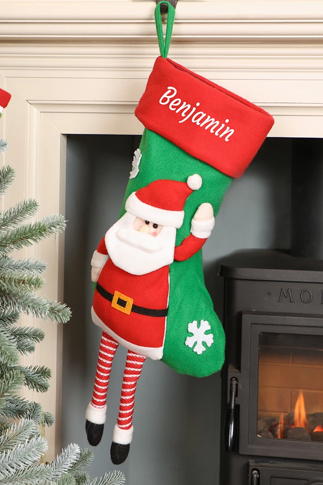 Buy Personalised Green 3D Animated Santa Christmas Stocking by Dibor ...