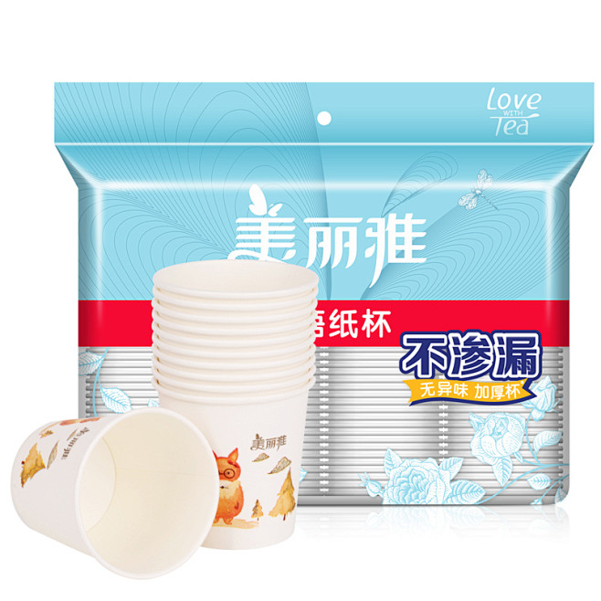 美丽雅 纸杯 无异味加厚 100只装*190ml 一次性杯子 （新老包装随机）