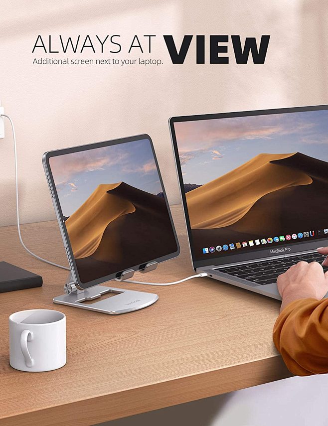 Amazon.com: Lamicall Adjustable Tablet Stand Holder - Foldable Tablet ...