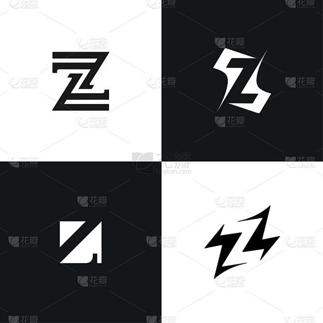 字母Z图标图标公司抽象标志集合。