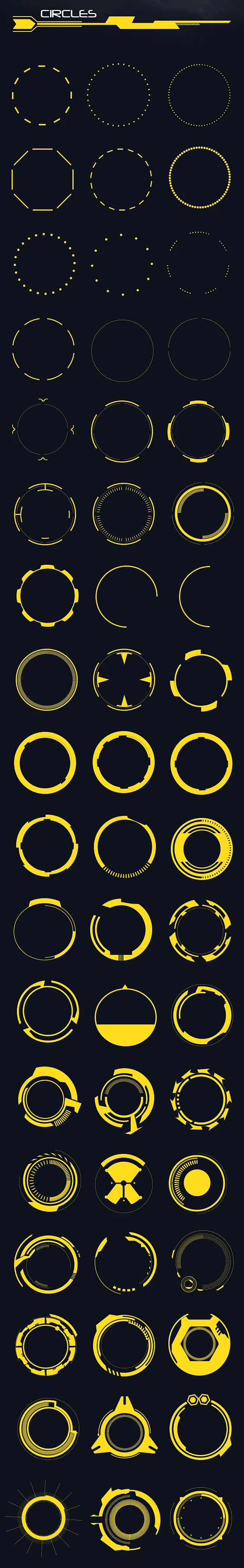 60 Hi-Tech Circles (Custom Shapes) - Shapes Photoshop-花瓣网
