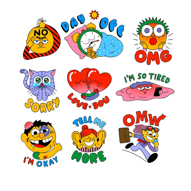 Stickers : Set of fun stickers for social media-花瓣网