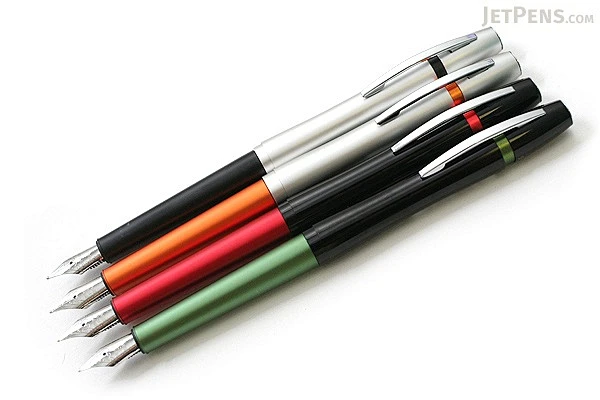 Ohto Rook Fountain Pen - Fine Nib - Silver Black Body - OHTO FF10RO-SB-花瓣网