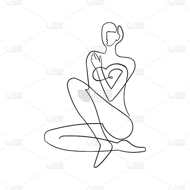 Outline illustration of woman body素材-花瓣网
