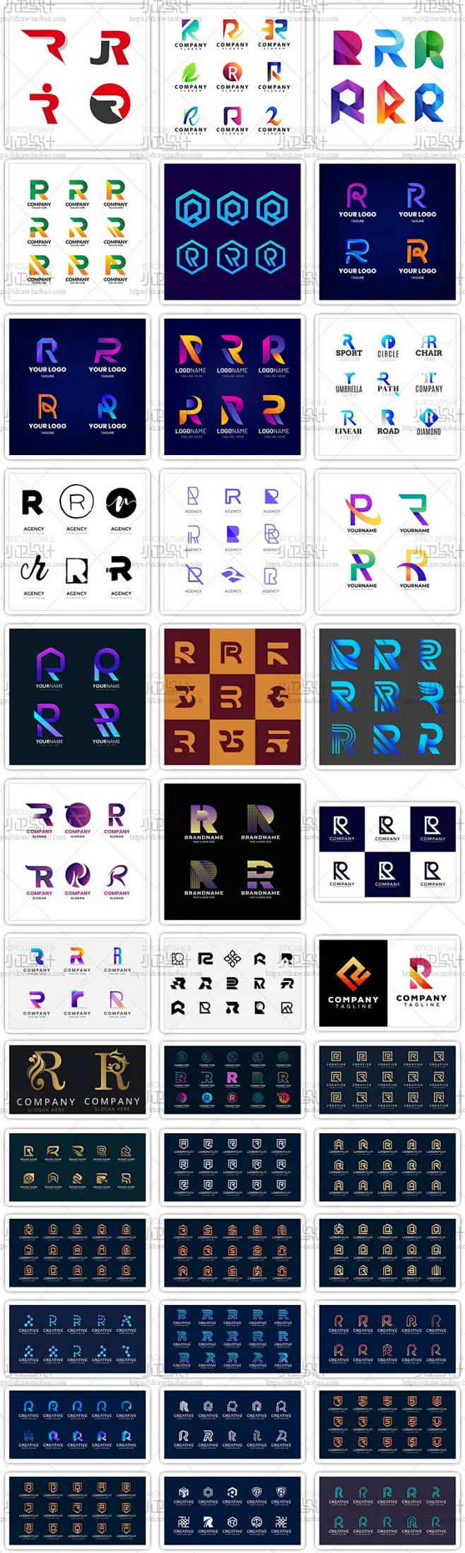 字母系列R LOGO商标设计vi素材包 ai矢量源文件淘宝店标微商标志-淘宝网-花瓣网