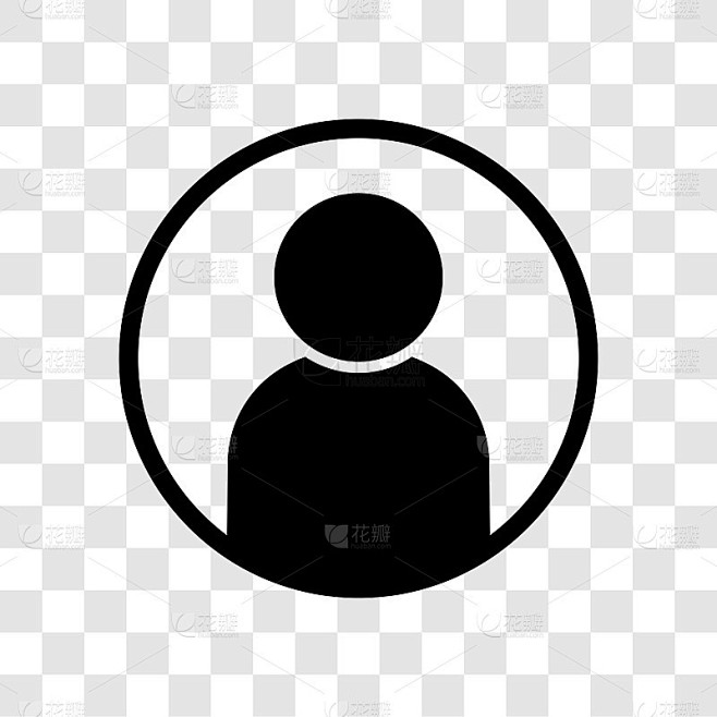 用户头像头像图标。黑色矢量插图上透明的背景。网站或应用程序成员UI按钮。