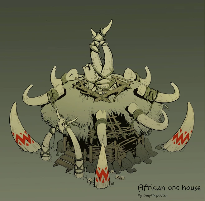 Isometric african orc house, Dmytro Dovgan : Concept art of an african ...