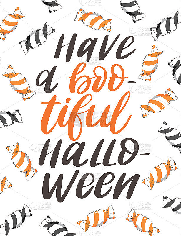 Have a boo-tiful Halloween. Lettering and icute ll