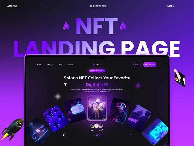 nft solana aczone Animation coding landing page nft landing page solana landing page crypto UI ...