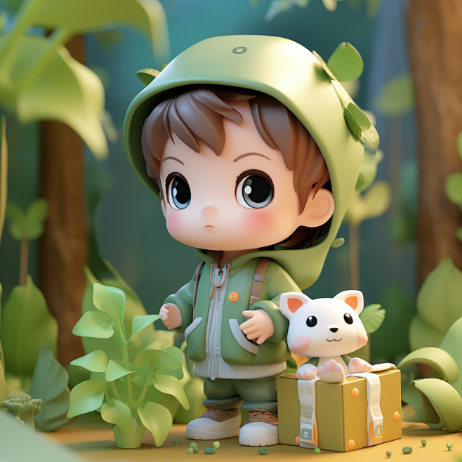 ivan_1983_super_cute_boy_IP_by_pop_mart_holding_animal_green_le ...