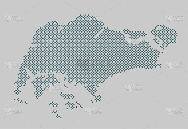 矢量地图新加坡做点国家模板