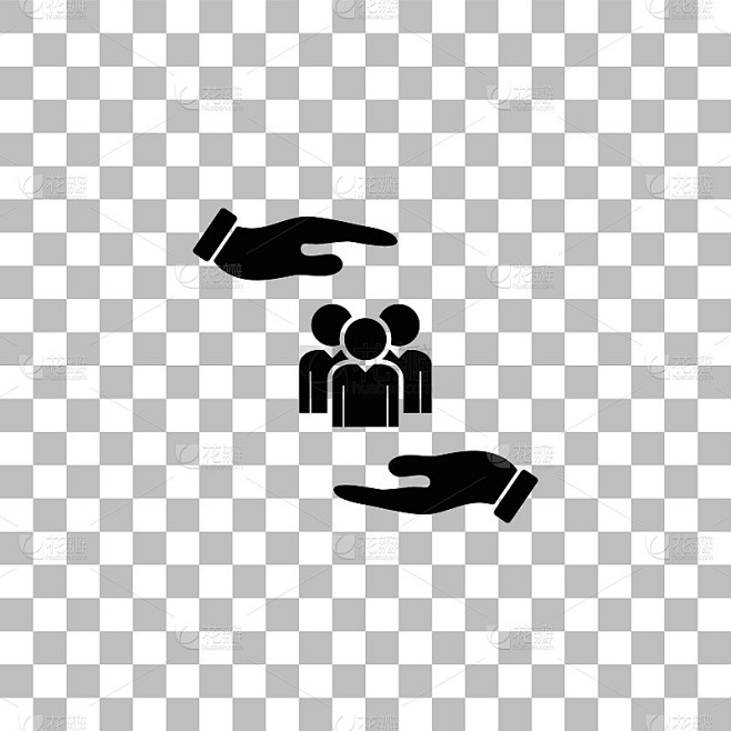 Helping hands icon flat