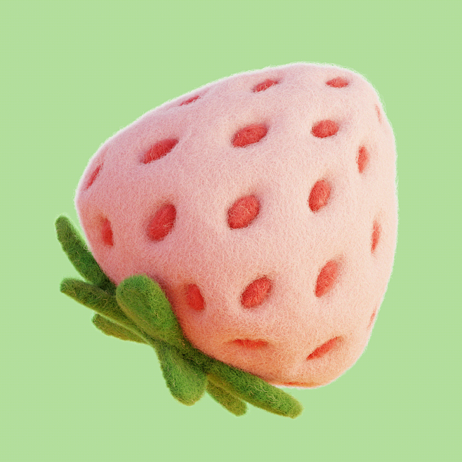 3D wool felt toy berries blender cute texture material color