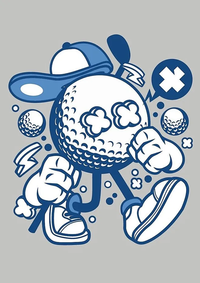 This contains an image of: Golf Cartoon Character -花瓣网