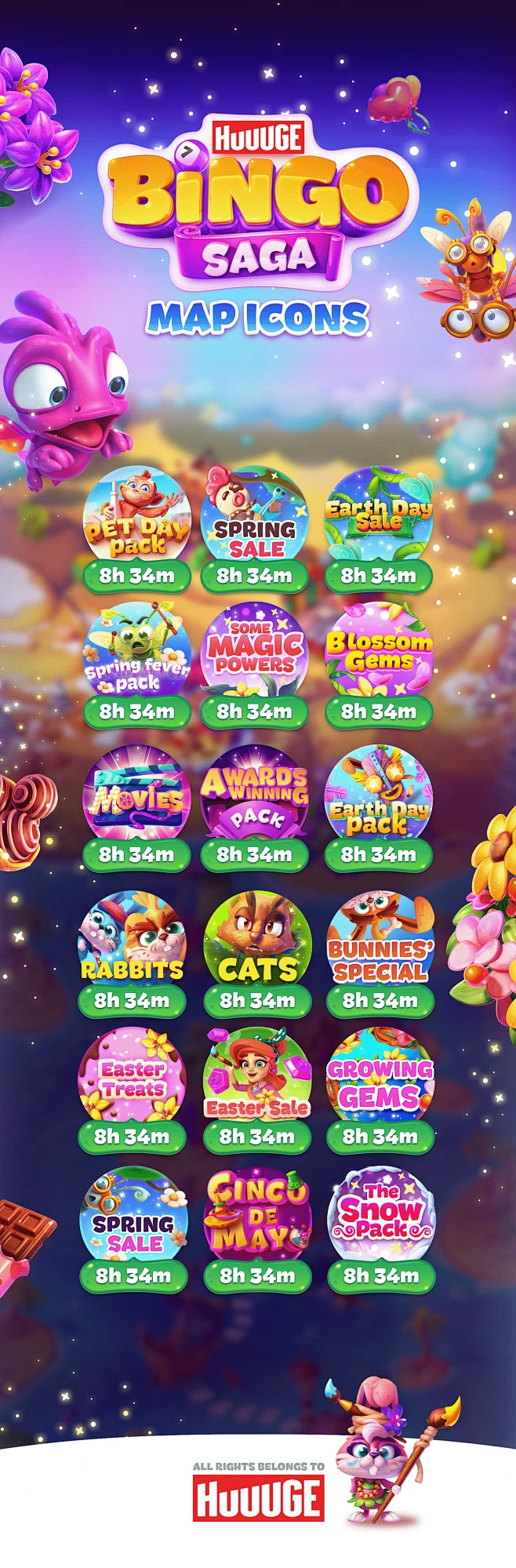 bingo casino game marketing icons map icons mobile game Mobile Game UI ...